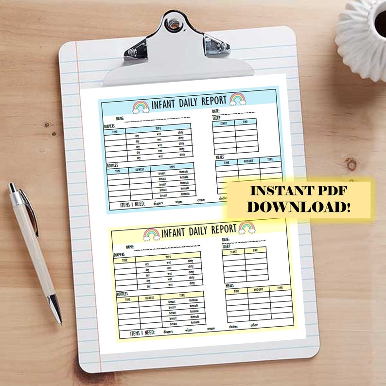 Daycare Paperwork, Baby Daily Log, Babysitter Report, Childcare Log ...