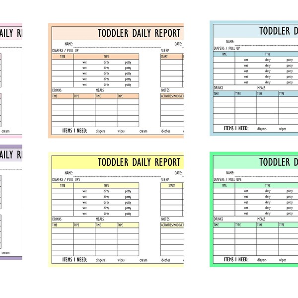 Toddler Daily Report - Etsy