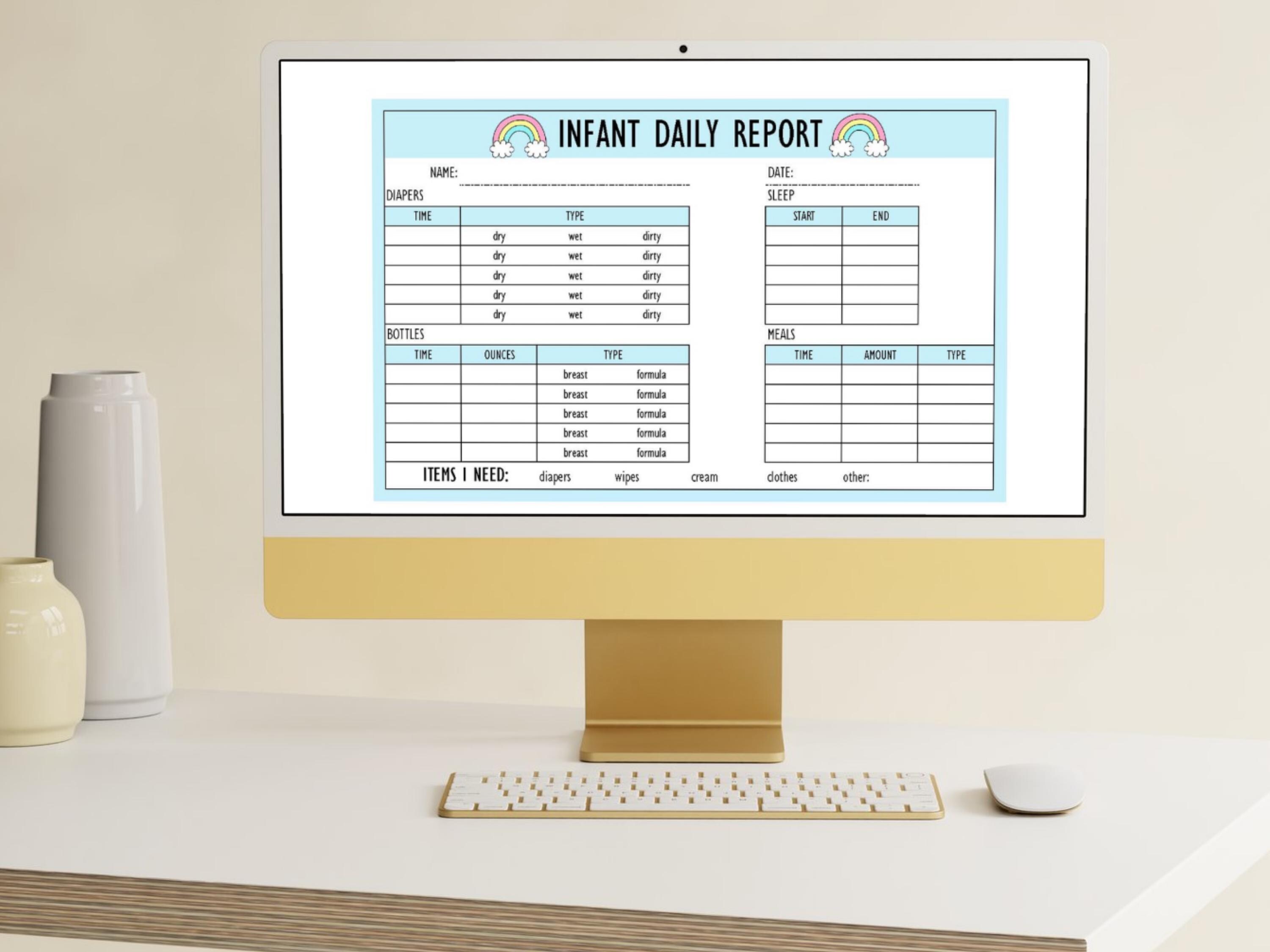 Daycare Paperwork, Baby Daily Log, Babysitter Report, Childcare Log ...