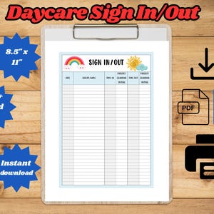Daycare Paperwork, Daycare Forms, Childcare Sign In, Childcare Sign Out ...