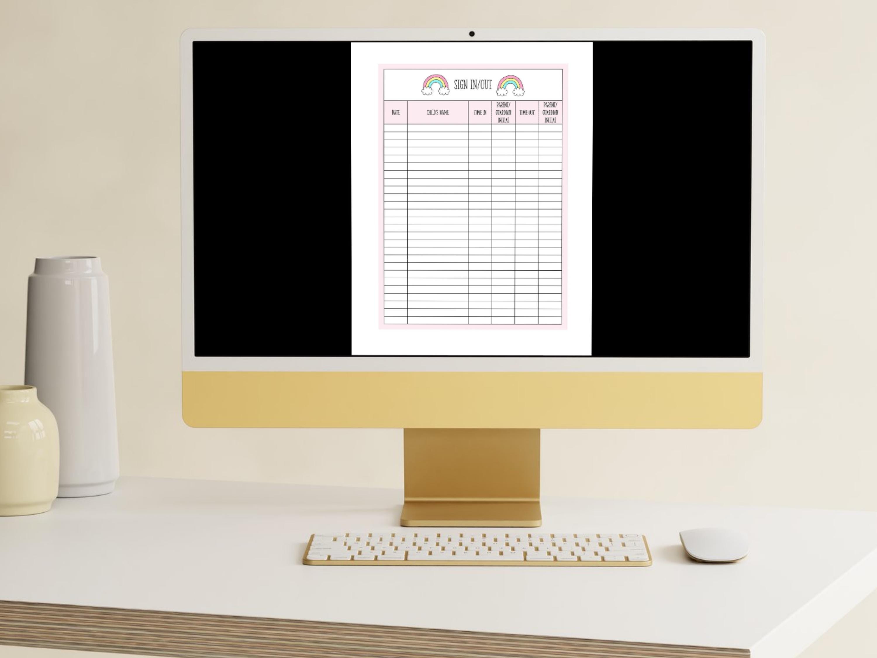 Daycare Paperwork, Daycare Forms, Childcare Sign In, Childcare Sign Out ...