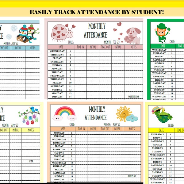 Daycare monthly sign in sheets - Etsy.de