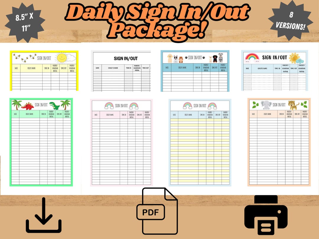 Daycare Paperwork, Daycare Forms, Childcare Sign In, Childcare Sign Out ...