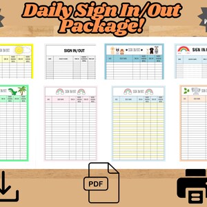 Daycare Paperwork, Daycare Forms, Childcare Sign In, Childcare Sign Out ...