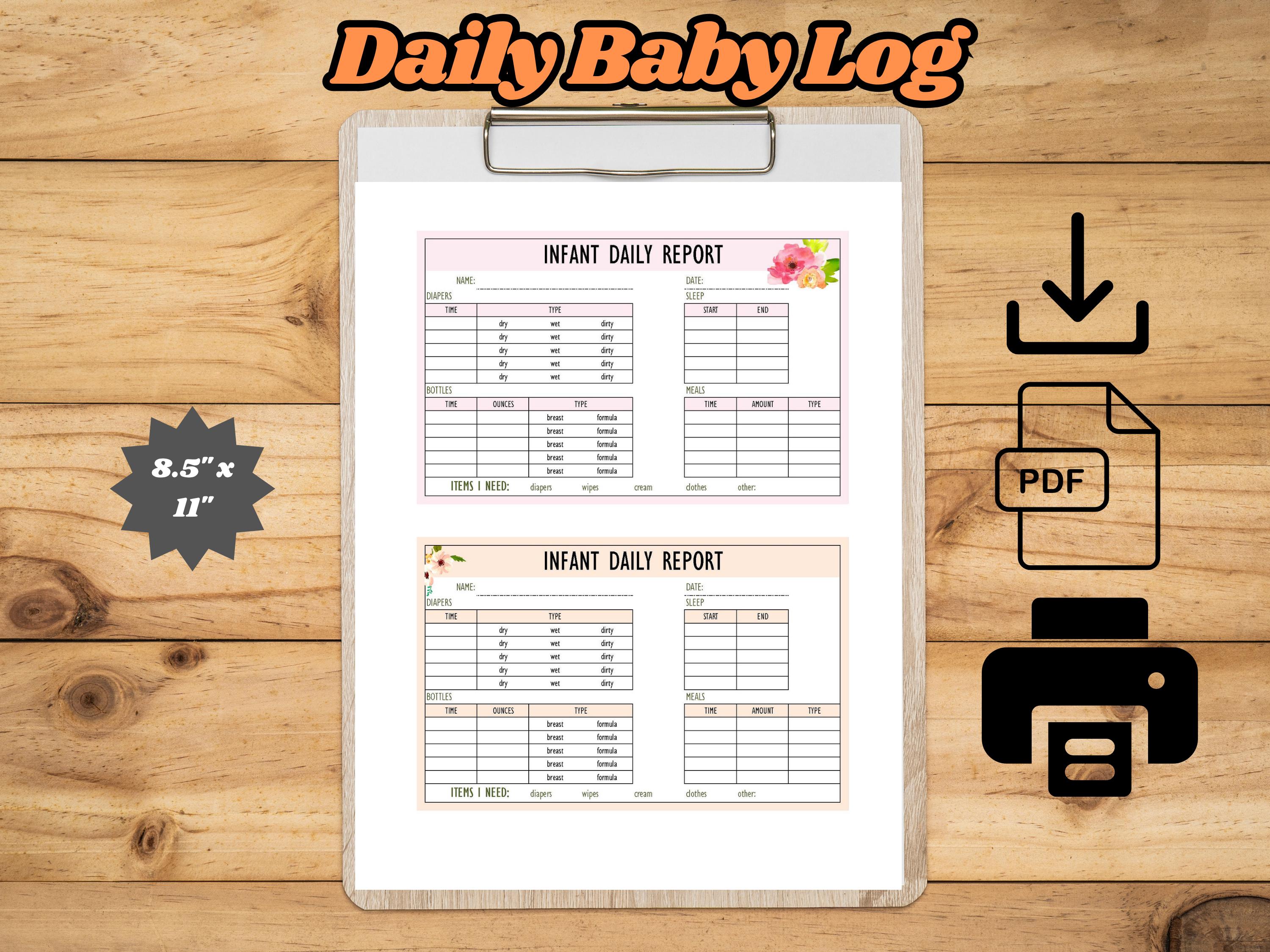 Daycare Paperwork, Baby Daily Log, Babysitter Report, Childcare Log ...