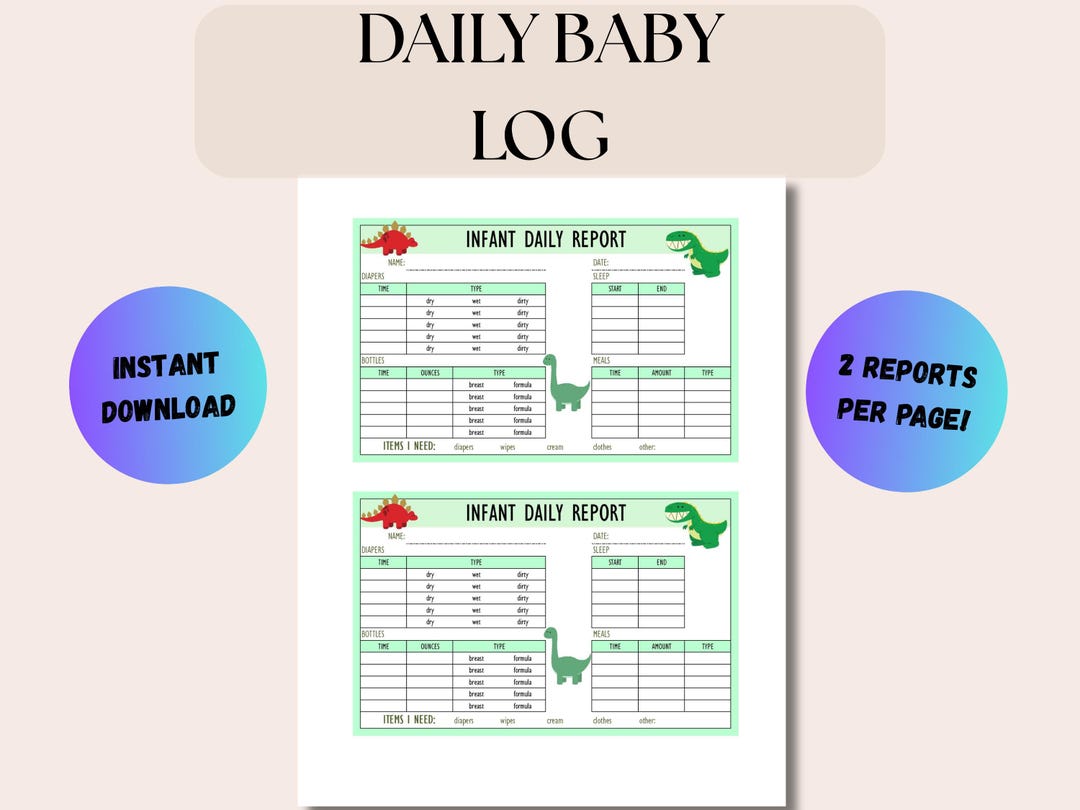 Daycare Paperwork, Baby Daily Log, Babysitter Report, Childcare Log ...