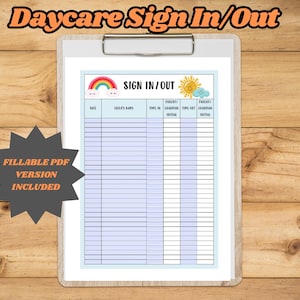 Daycare Paperwork, Daycare Forms, Childcare Sign In, Childcare Sign Out ...