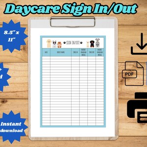Daycare Paperwork, Daycare Forms, Childcare Sign In, Childcare Sign Out ...