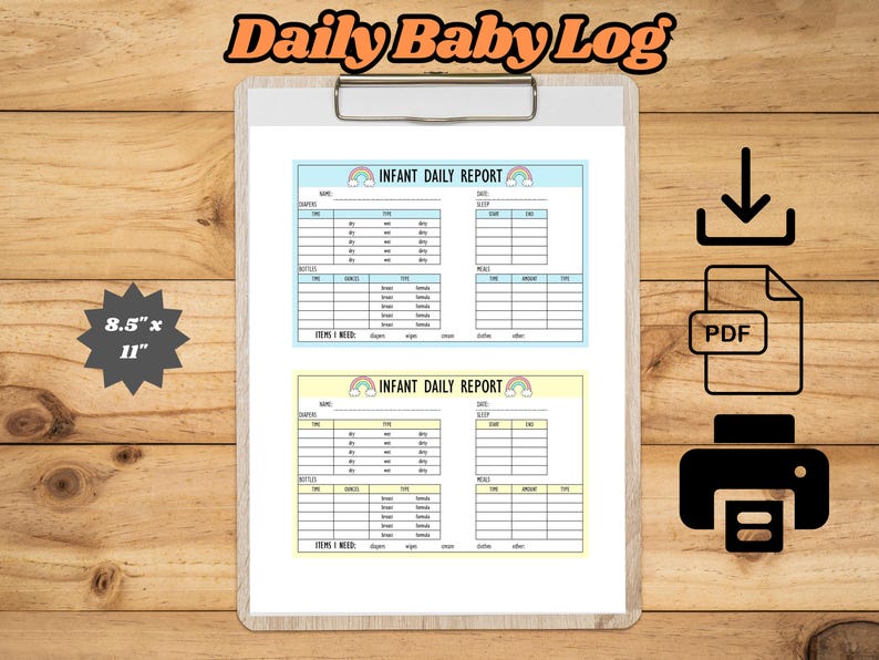 Daycare Paperwork, Baby Daily Log, Babysitter Report, Childcare Log ...