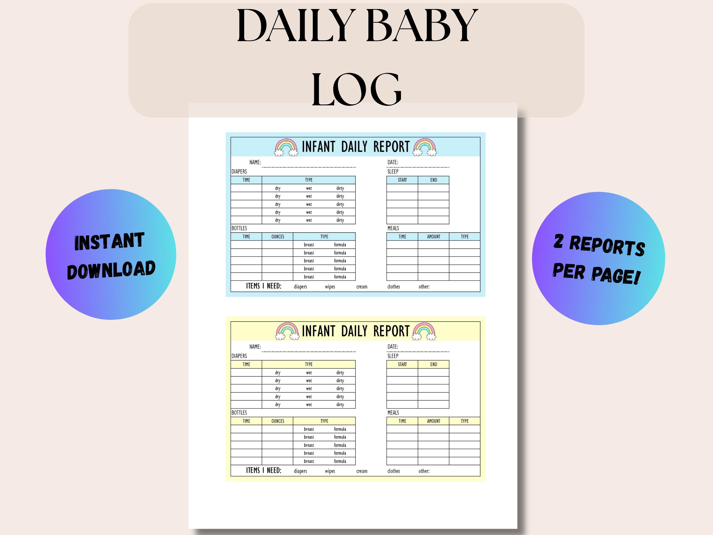 Daycare Paperwork, Baby Daily Log, Babysitter Report, Childcare Log ...