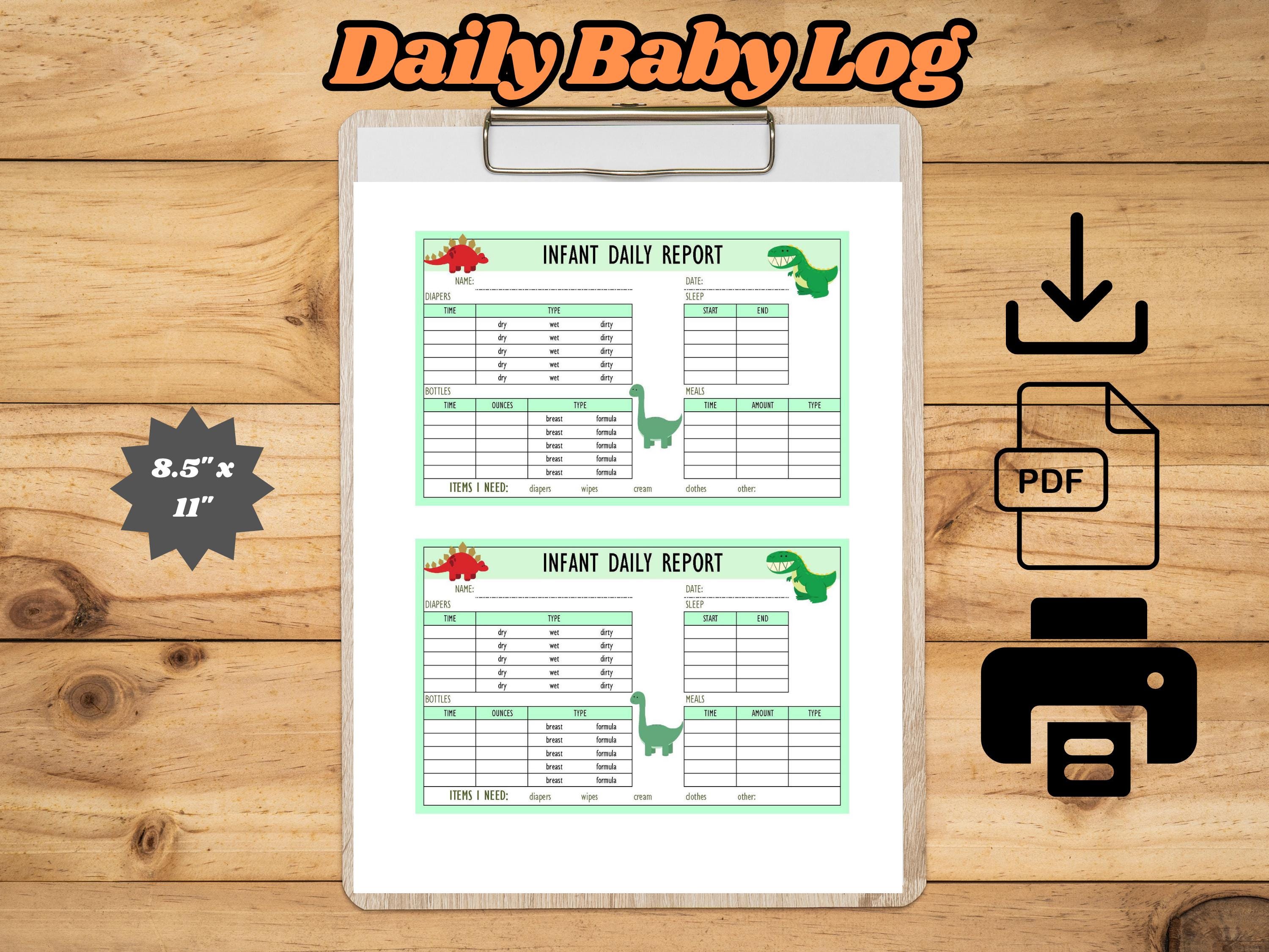 Daycare Paperwork, Baby Daily Log, Babysitter Report, Childcare Log ...
