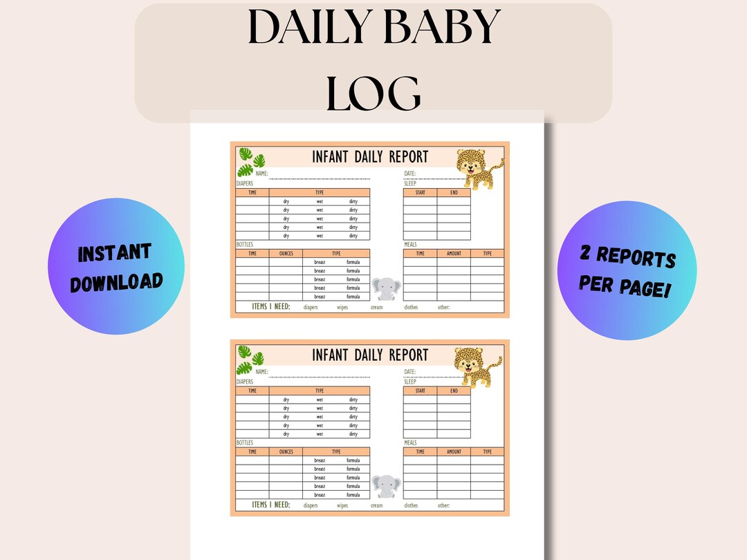 Daycare Paperwork, Daily Baby Log, Babysitter Report, Childcare Log ...