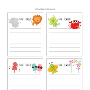 Daycare Nursery Parent Reminder Slips Digital Download PDF - Etsy