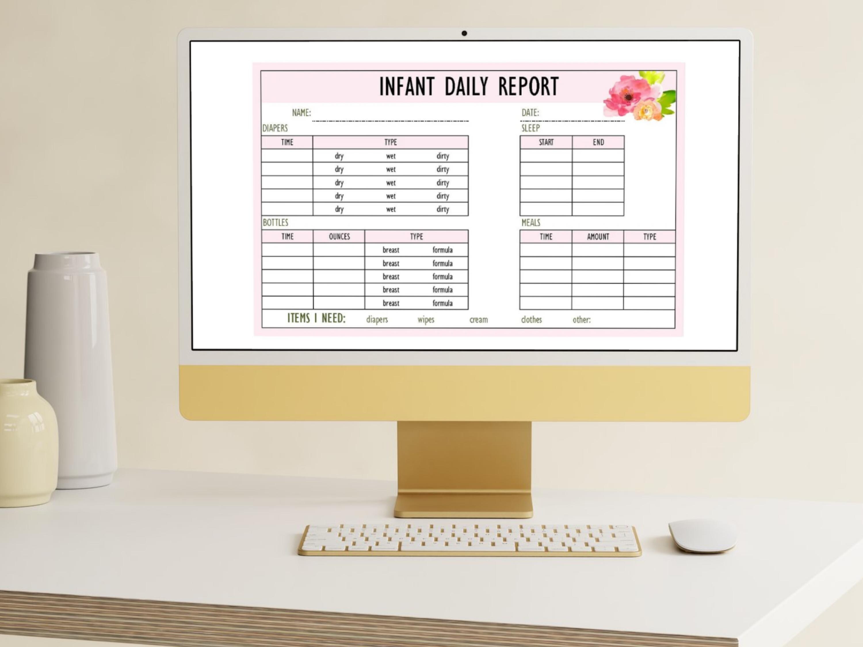 Daycare Paperwork, Baby Daily Log, Babysitter Report, Childcare Log ...