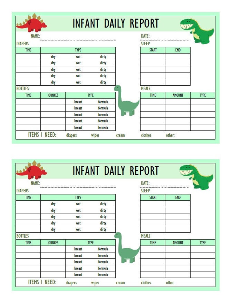 Daycare Paperwork, Baby Daily Log, Babysitter Report, Childcare Log ...