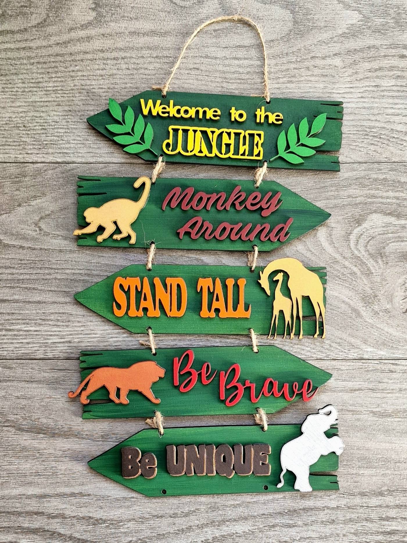 Welcome to the Jungle Wall Hanging, Wild Animal Decor, Zoo Theme ...