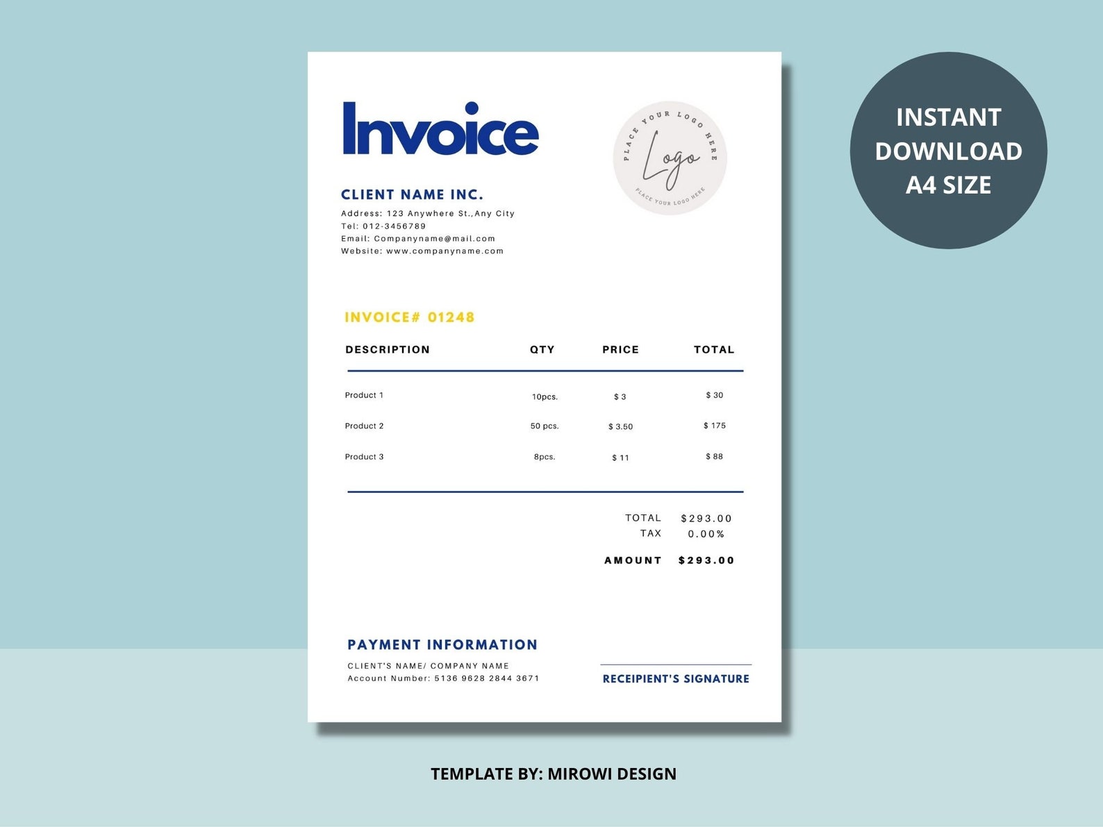 CANVA Invoice Template | Editable Invoice Template | Canva Template ...