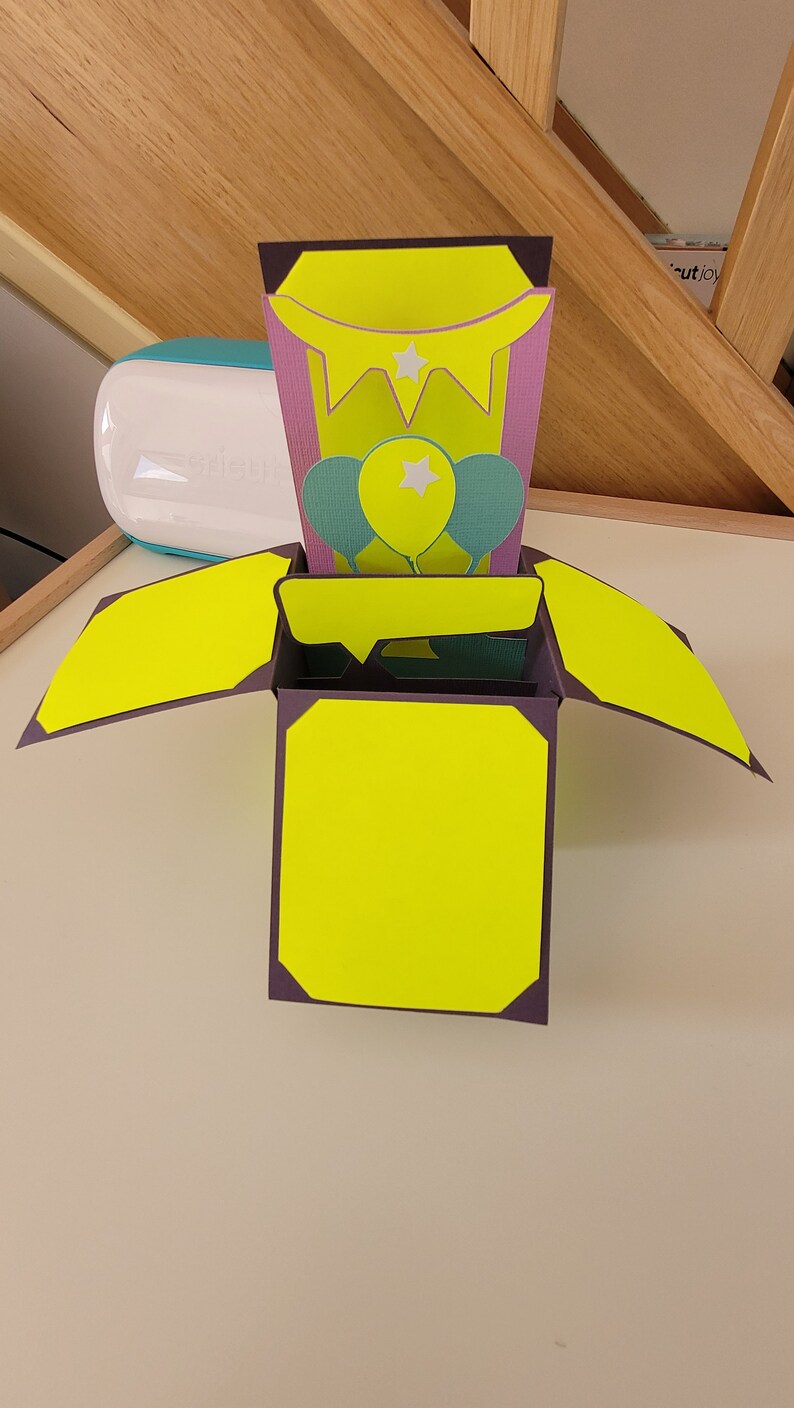 Cricut Joy Pop up Box Card SVG Feat. Customizable Banner, Balloons, and ...