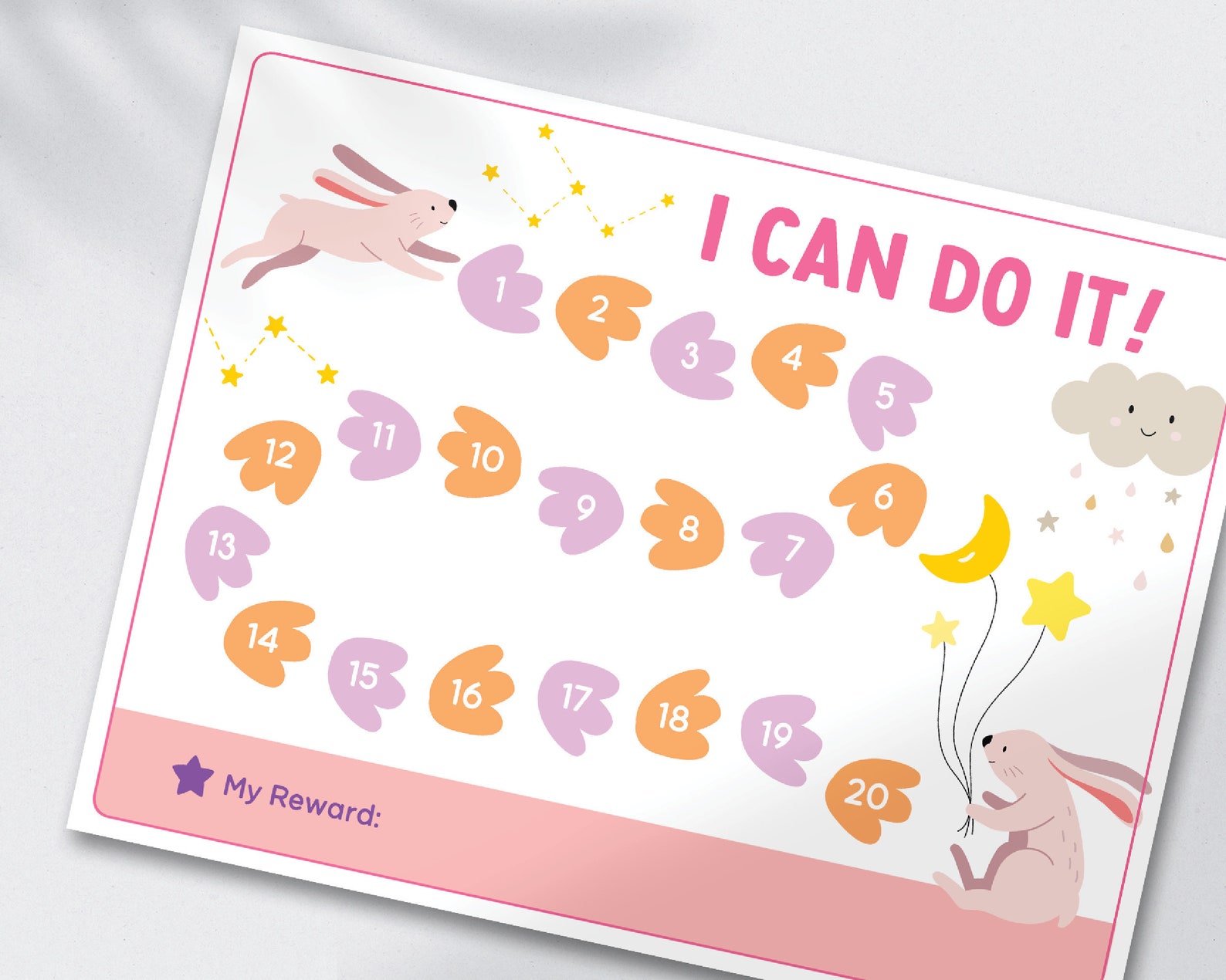Reward Chart for Kids - Printable Bunny Rewards Chart - Potty Chart ...