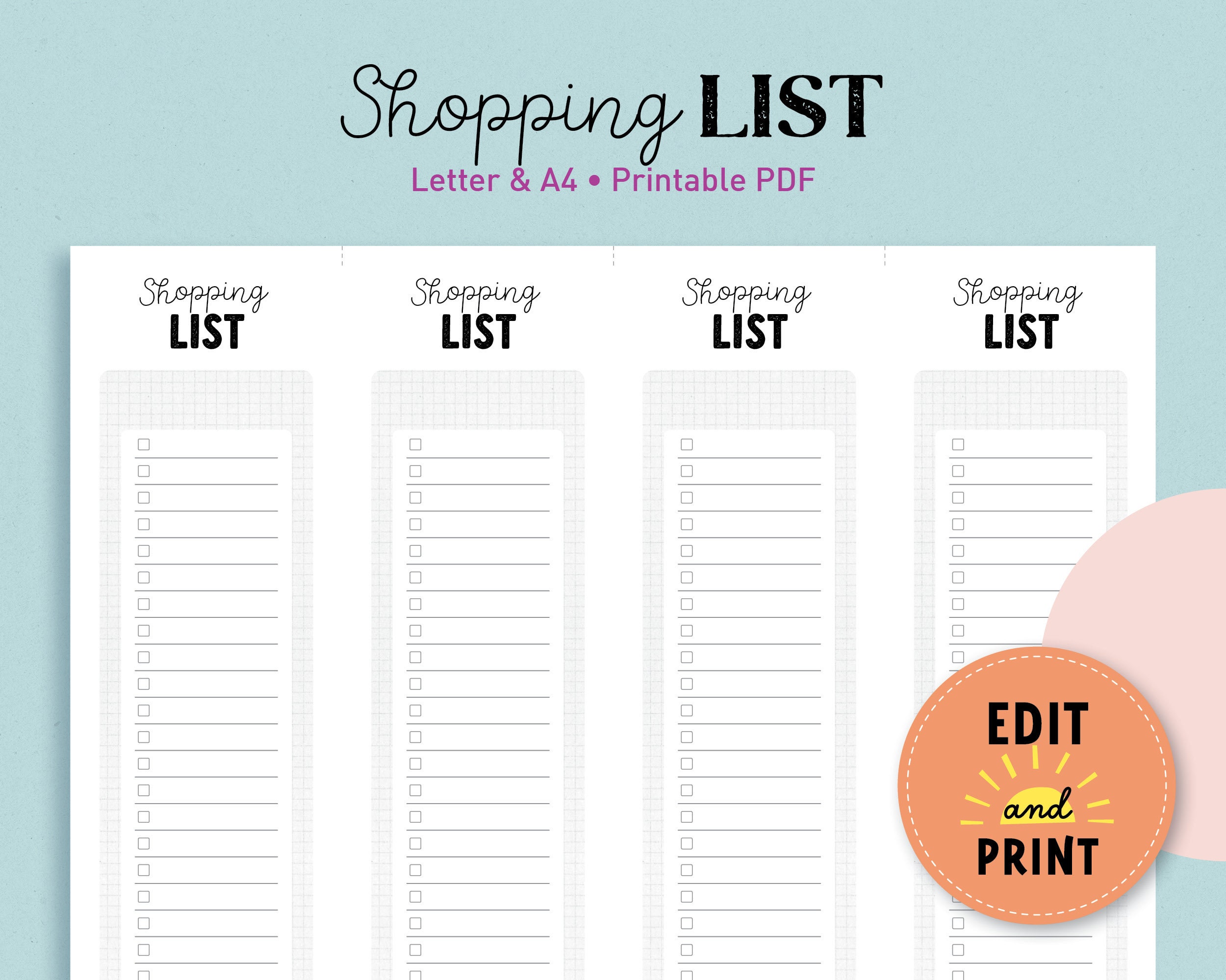 Shopping List Printable - Grocery List Template - Shopping List ...