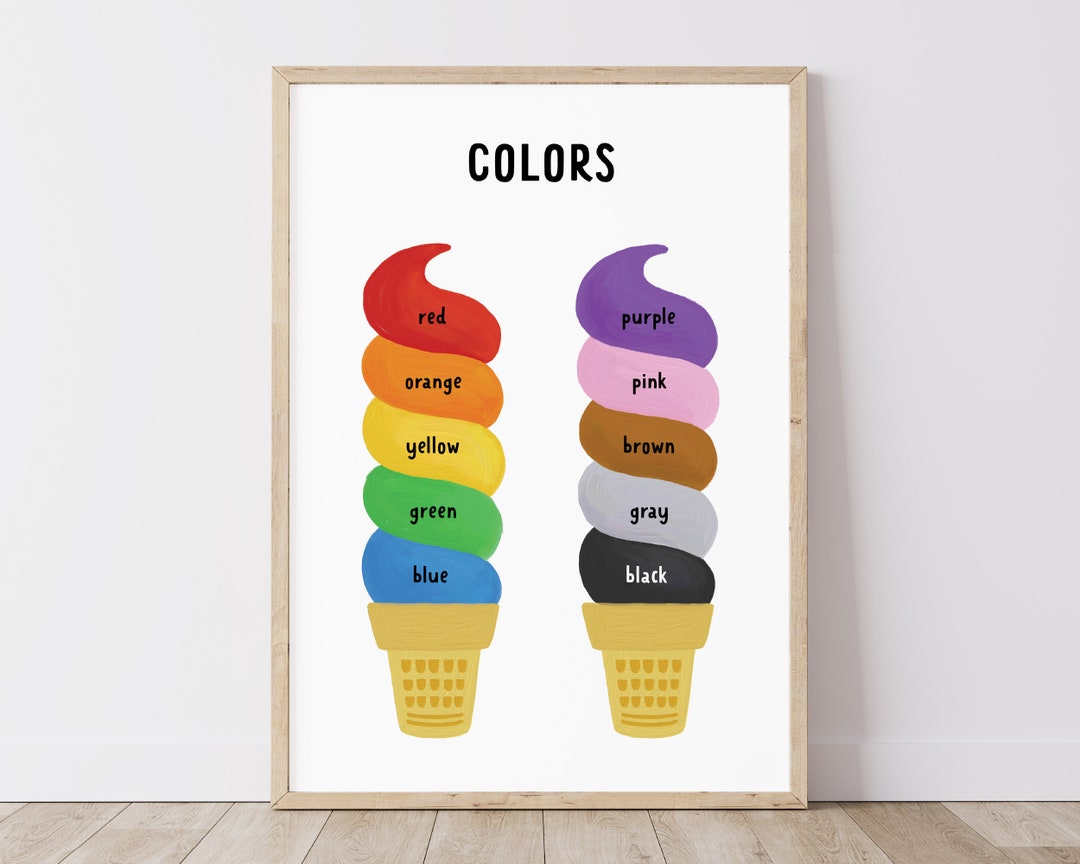 Colors Print, Printable Colors Wall Art, Educational Poster, Nursery ...