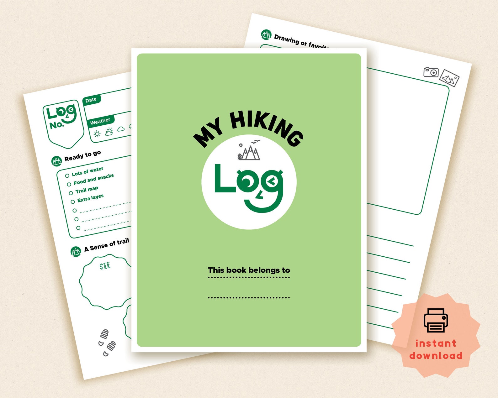 Hiking Log Printable for Kids, Journal Diary, Hiking Log Book, Instant ...