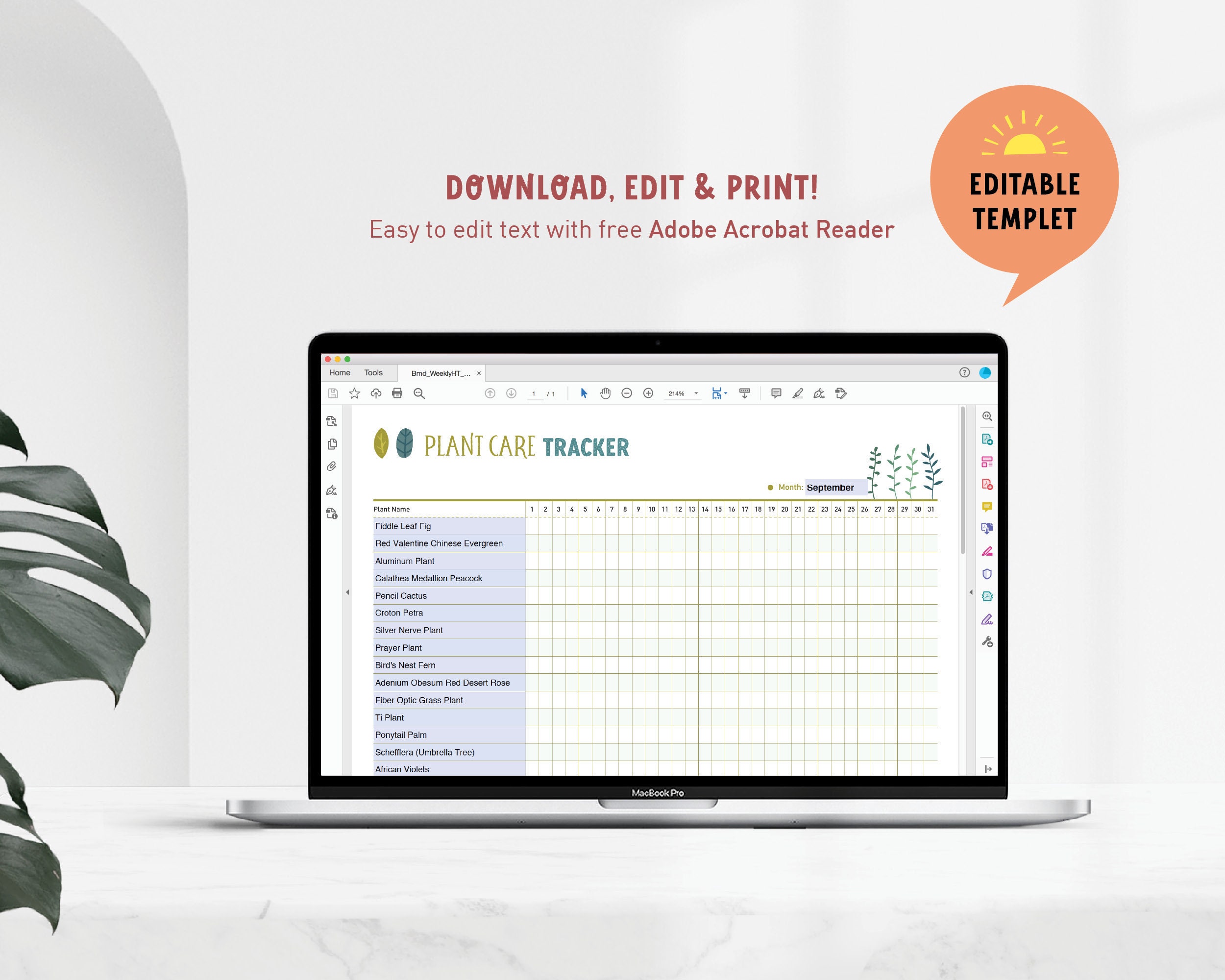 Plant Care Tracker Printable - Plant Watering Log - Plant Care Calendar ...