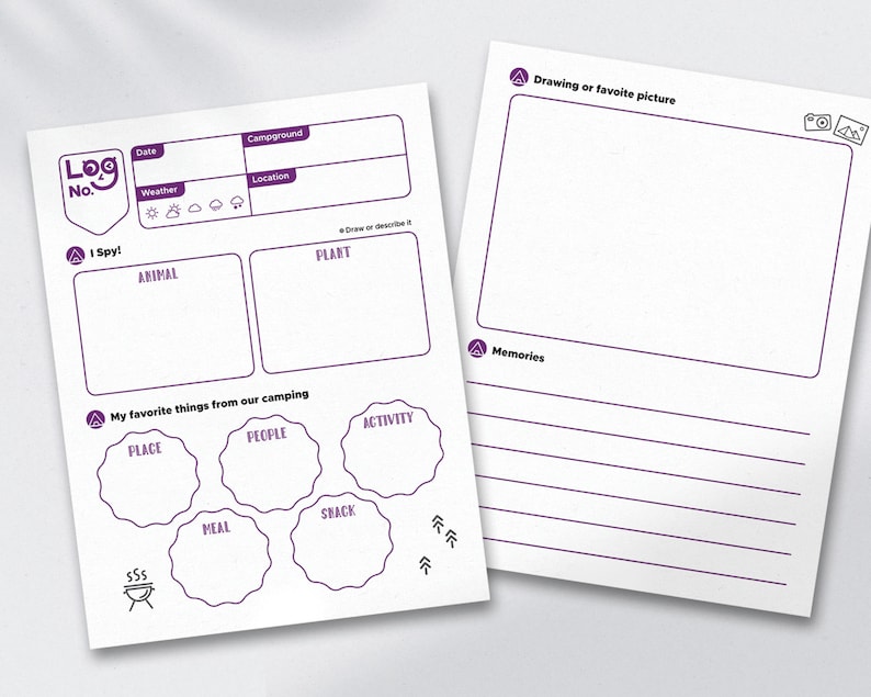 Camping Log Printable for Kids, Journal Diary, Camping Log Book ...