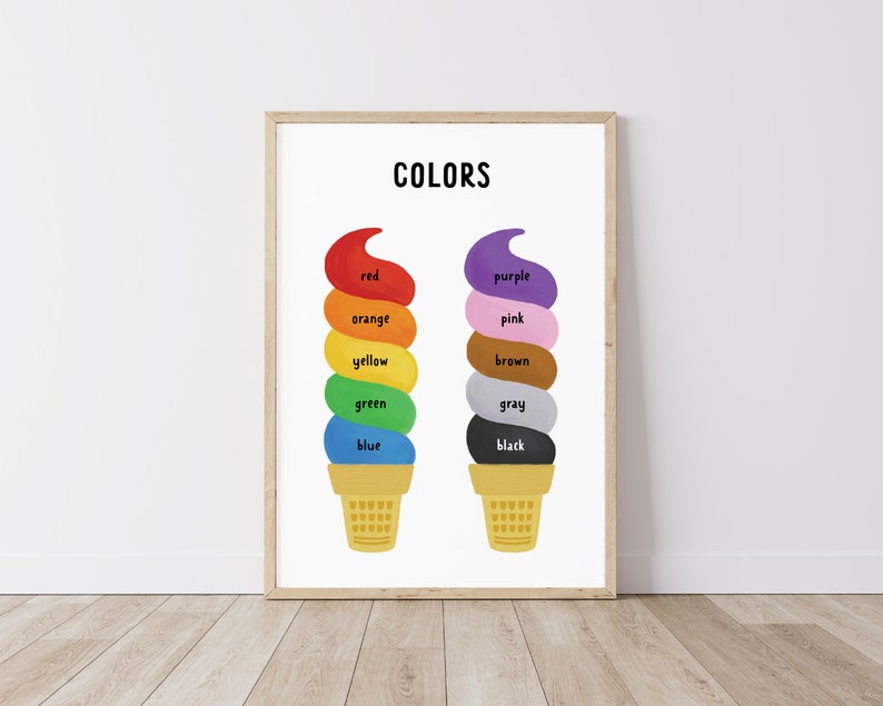 Colors Print Printable Colors Wall Art Educational Poster - Etsy