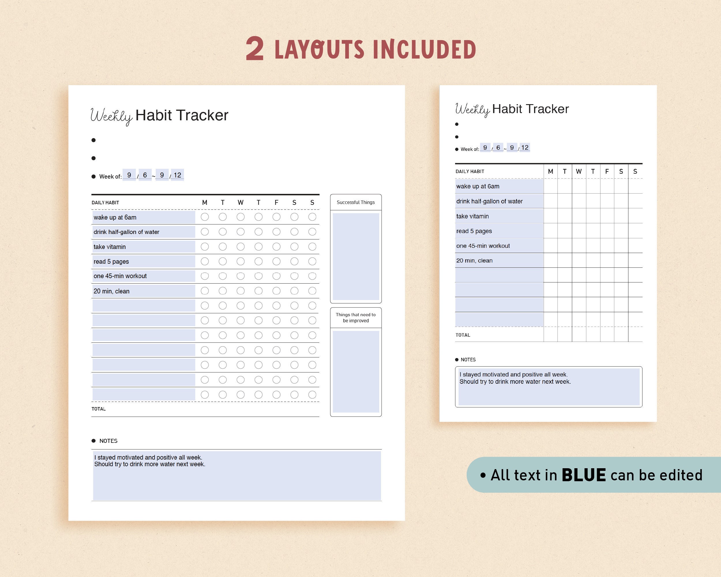 Weekly Habit Tracker - Printable Goal Tracker - Simple Habit Planner ...