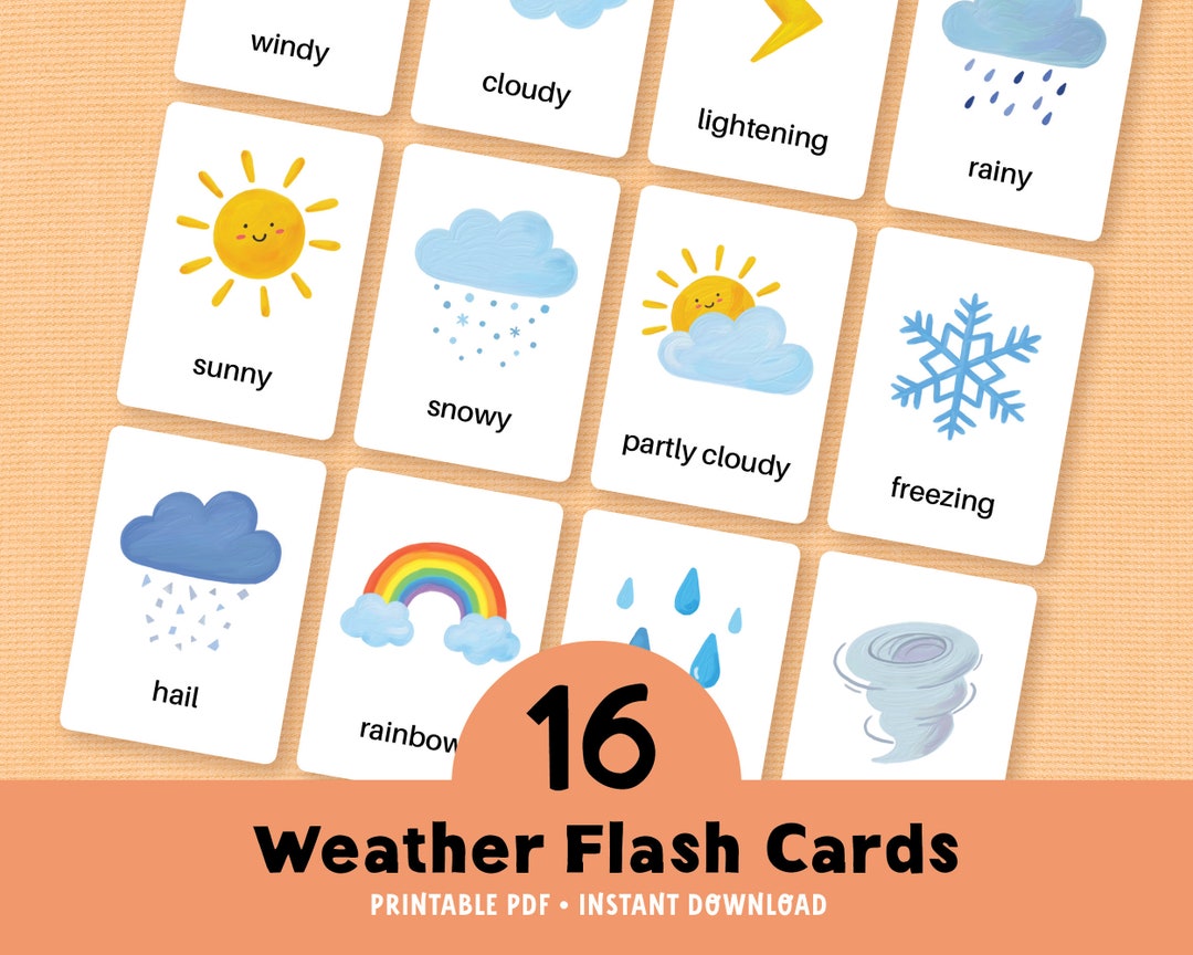Weather Flashcards - Printable Kids Weather Activity - Montessori 3 ...