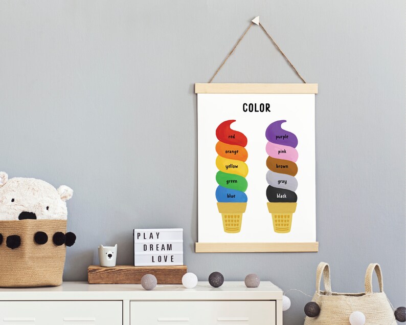Colors Print, Printable Colors Wall Art, Educational Poster, Nursery ...