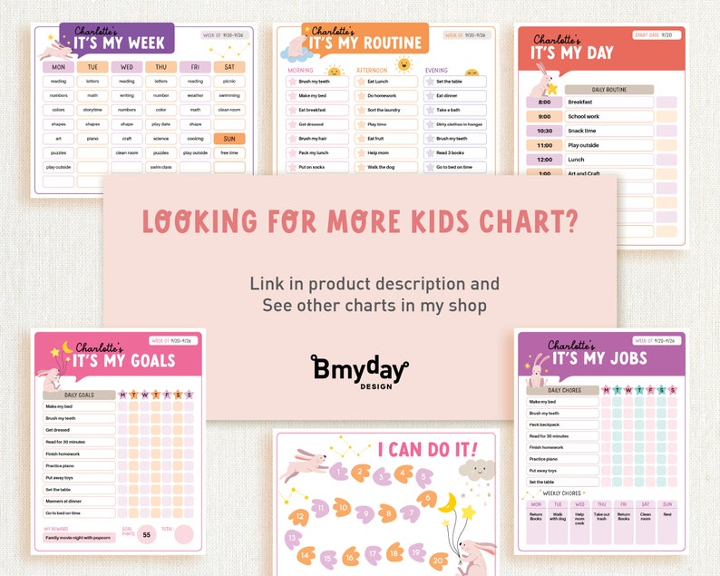 Printable Goal Chart for Kids Daily Routine Daily to Do - Etsy