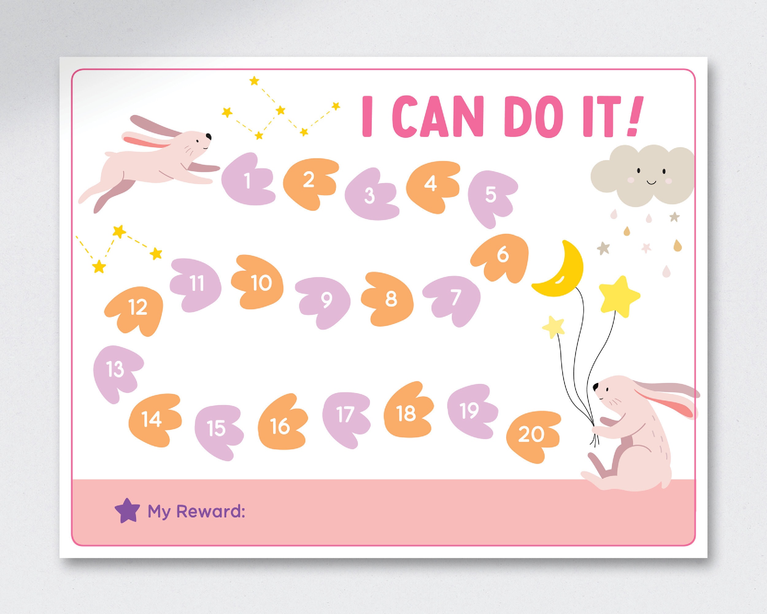 Reward Chart for Kids - Printable Bunny Rewards Chart - Potty Chart ...