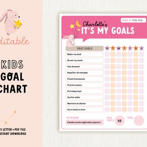 Printable Goal Chart for Kids - Daily Routine - Daily to Do List ...