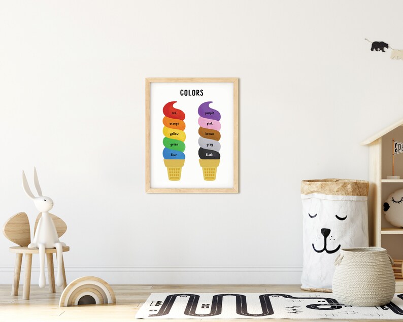 Colors Print, Printable Colors Wall Art, Educational Poster, Nursery ...