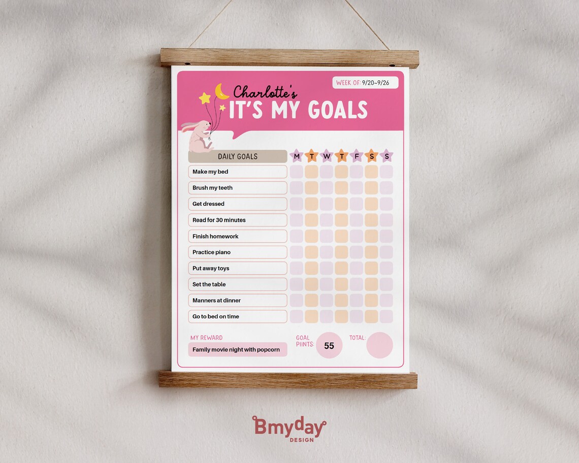 Printable Goal Chart for Kids Daily Routine Daily to Do List ...