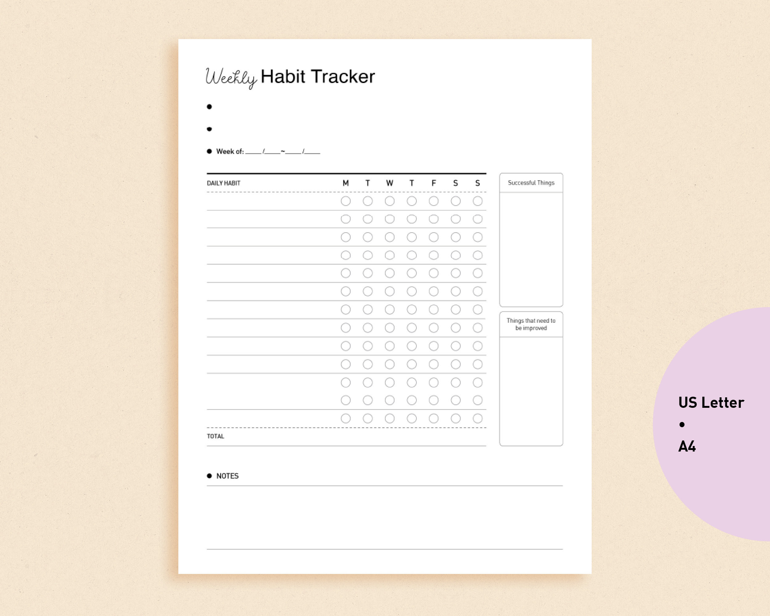 Weekly Habit Tracker - Printable Goal Tracker - Simple Habit Planner ...