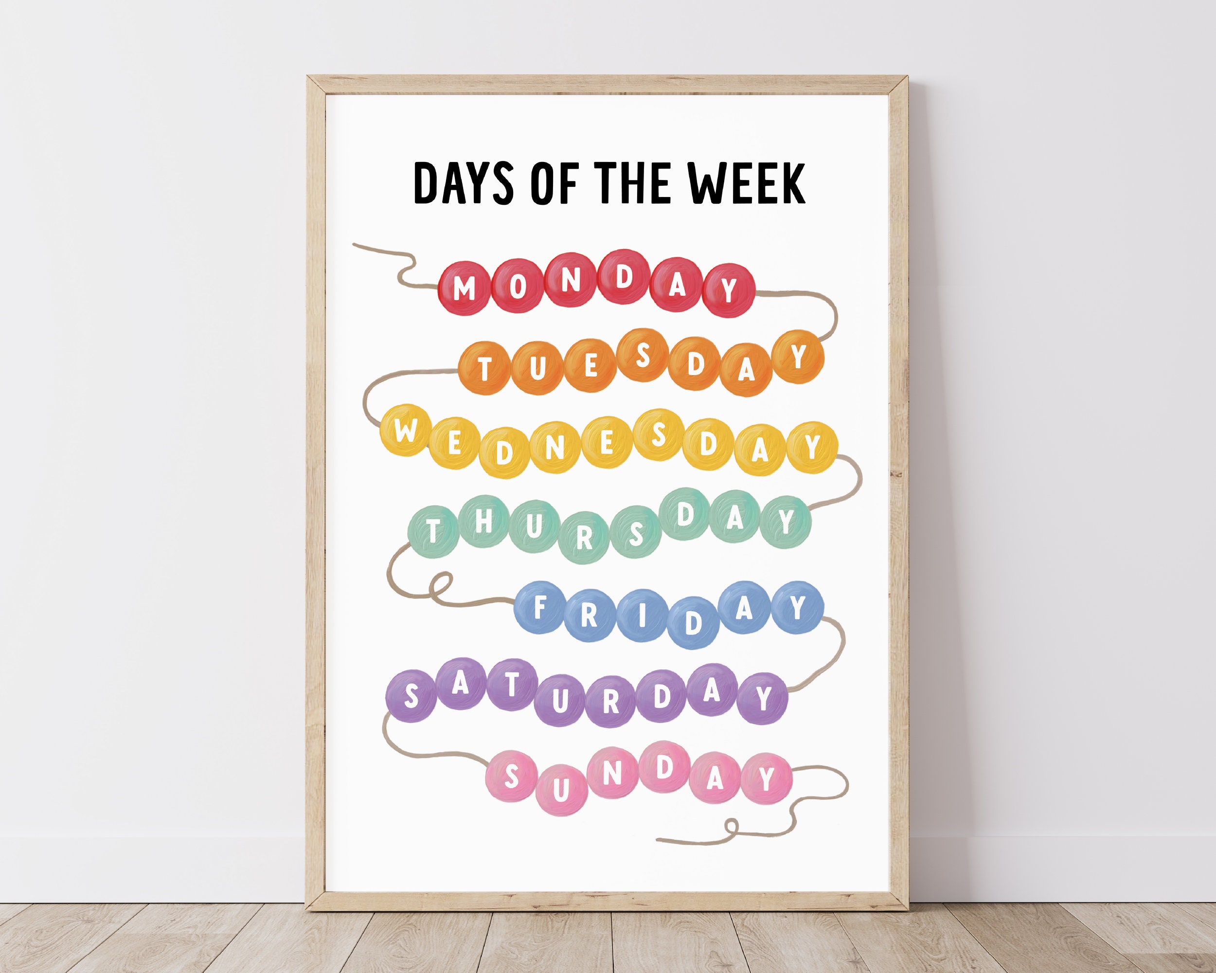 Days of the Week Poster, Printable Wall Art, Educational Print, Nursery ...
