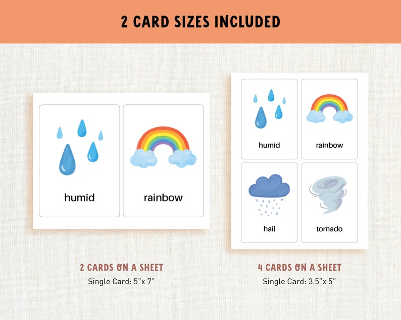 Weather Flashcards - Printable Kids Weather Activity - Montessori 3 ...