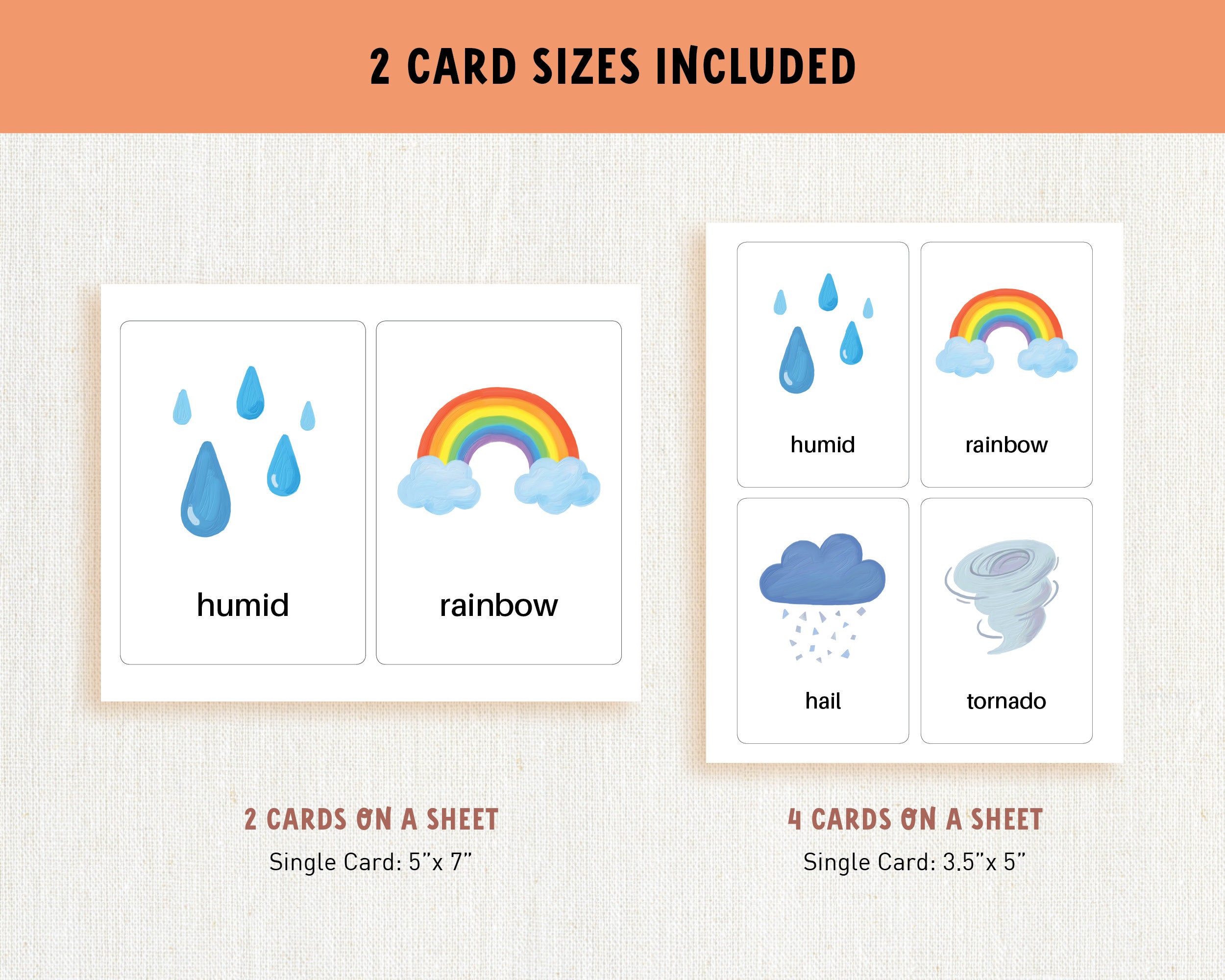 Weather Flashcards - Printable Kids Weather Activity - Montessori 3 ...