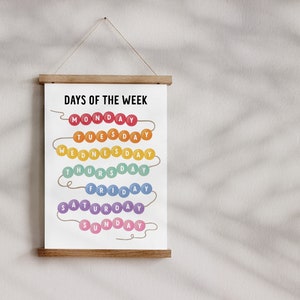 Days of the Week Poster Printable Wall Art Educational | Etsy