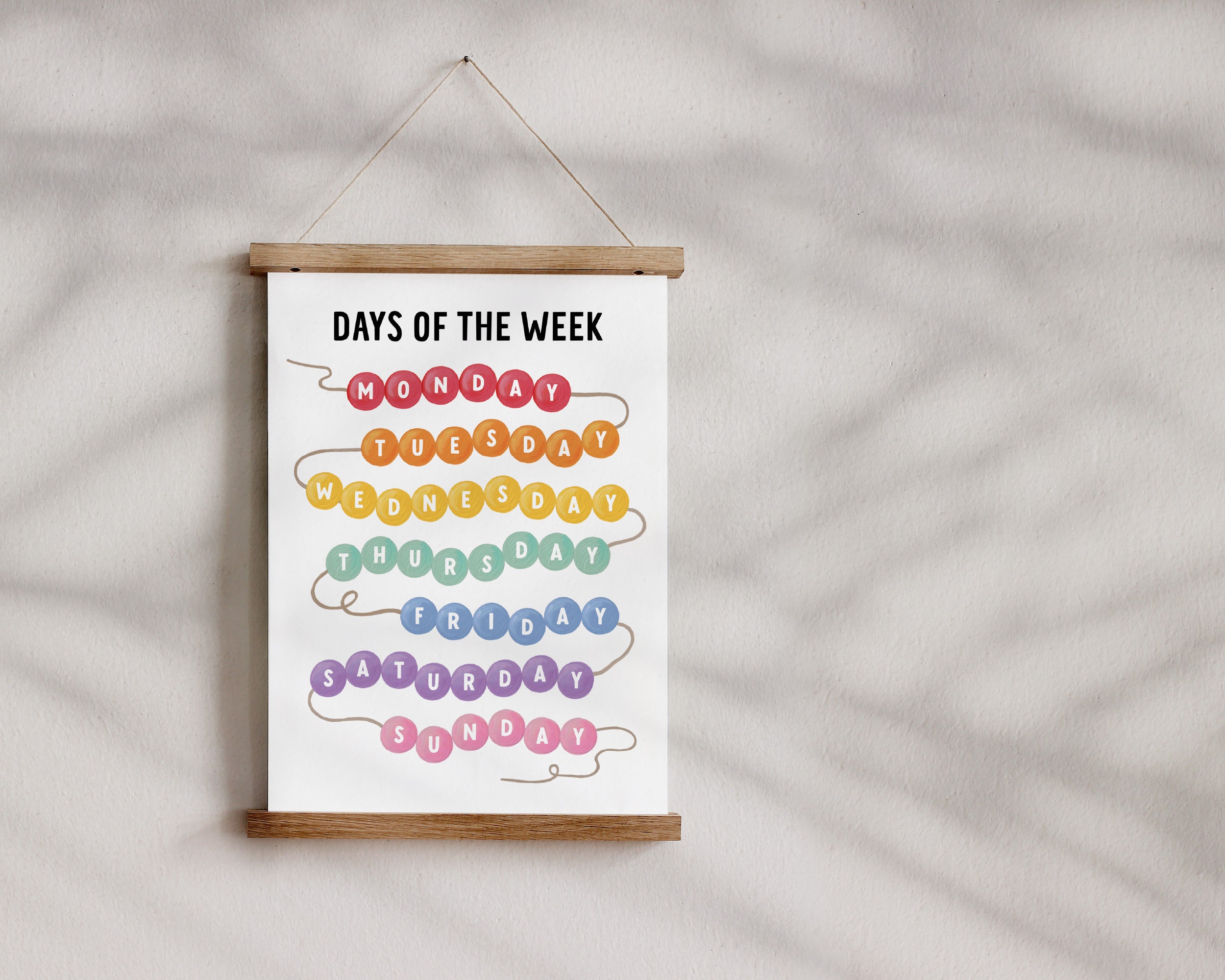 Days of the Week Poster, Printable Wall Art, Educational Print, Nursery ...