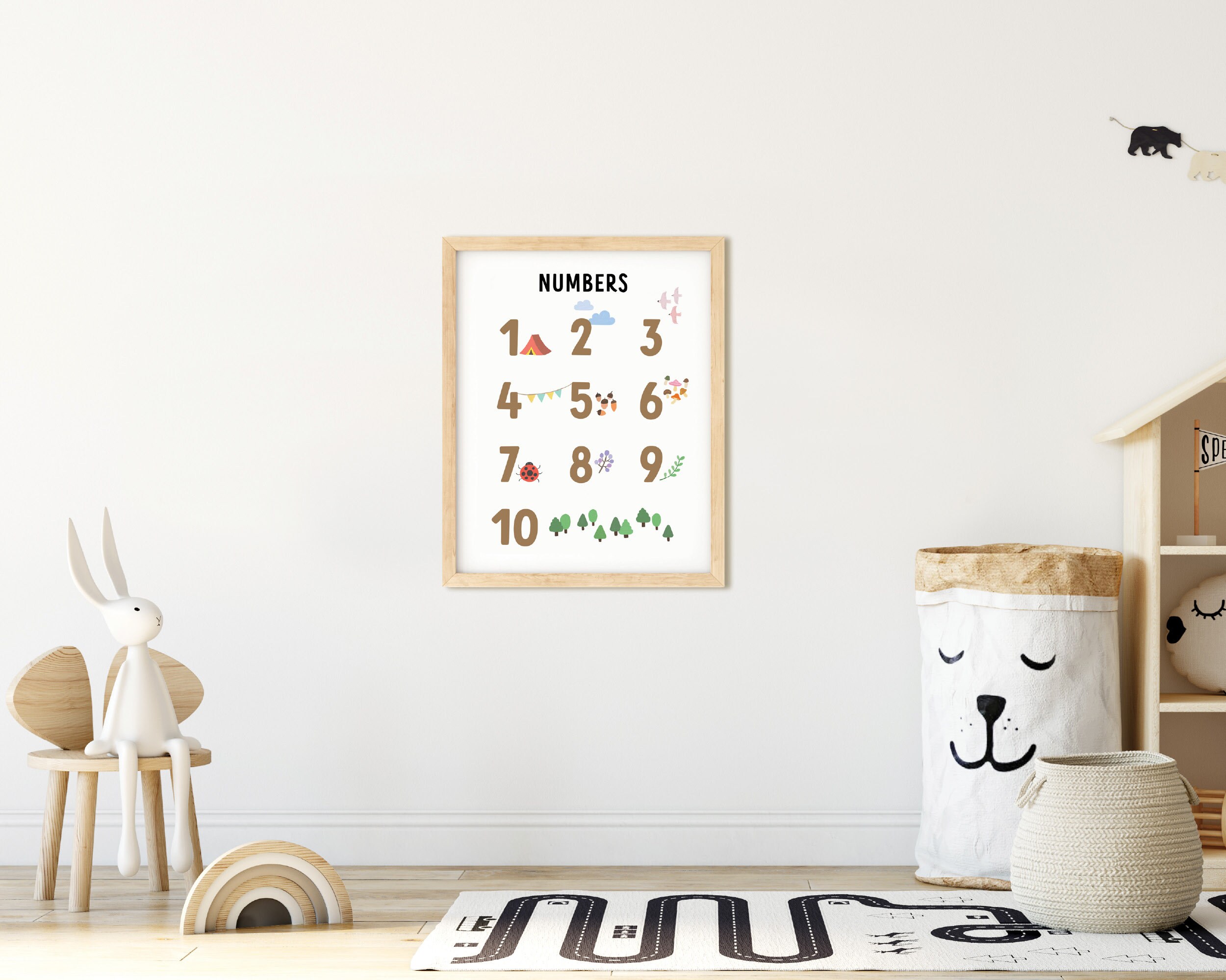 Numbers Poster, Printable Numbers Wall Art, Nursery Decor, Nursery Wall ...