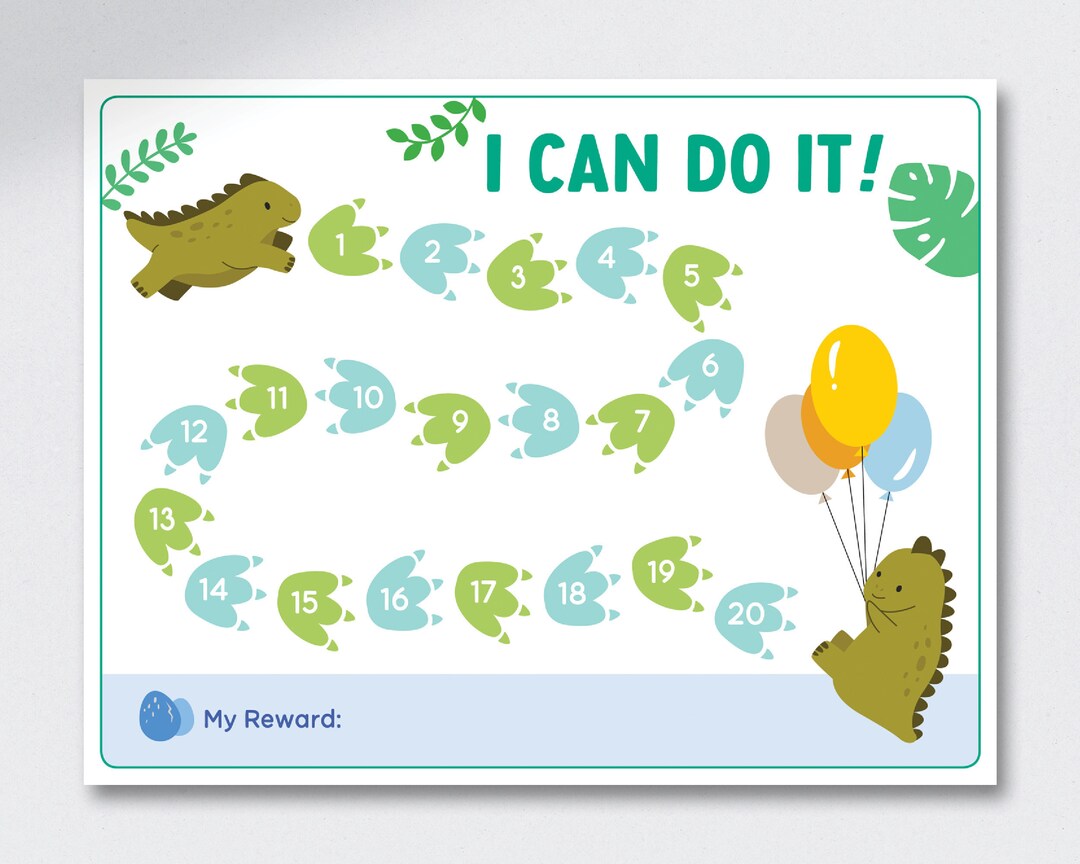 Reward Chart for Kids - Printable Dinosaur Rewards Chart - Goal Chart ...