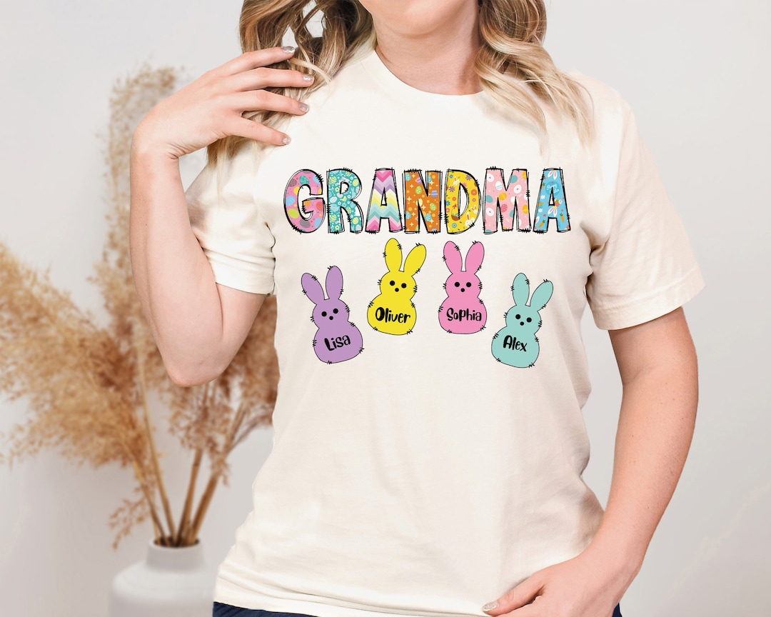 Grandma Easter Shirt, Personalized Easter Grandkids Shirt, Grandma's ...