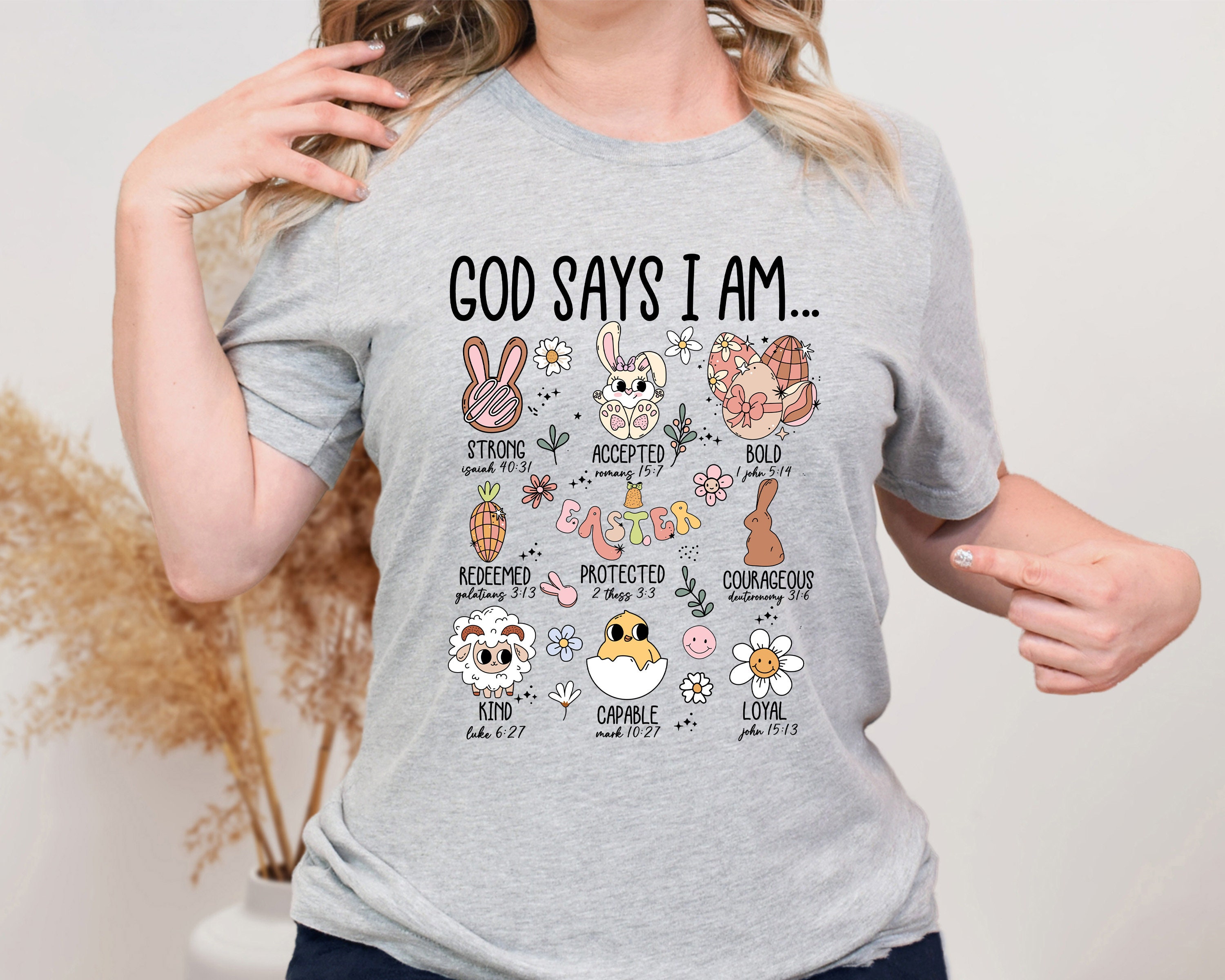 Easter Bunny Bible Verse Shirt, God Says I Am Strong Accepted Bold ...