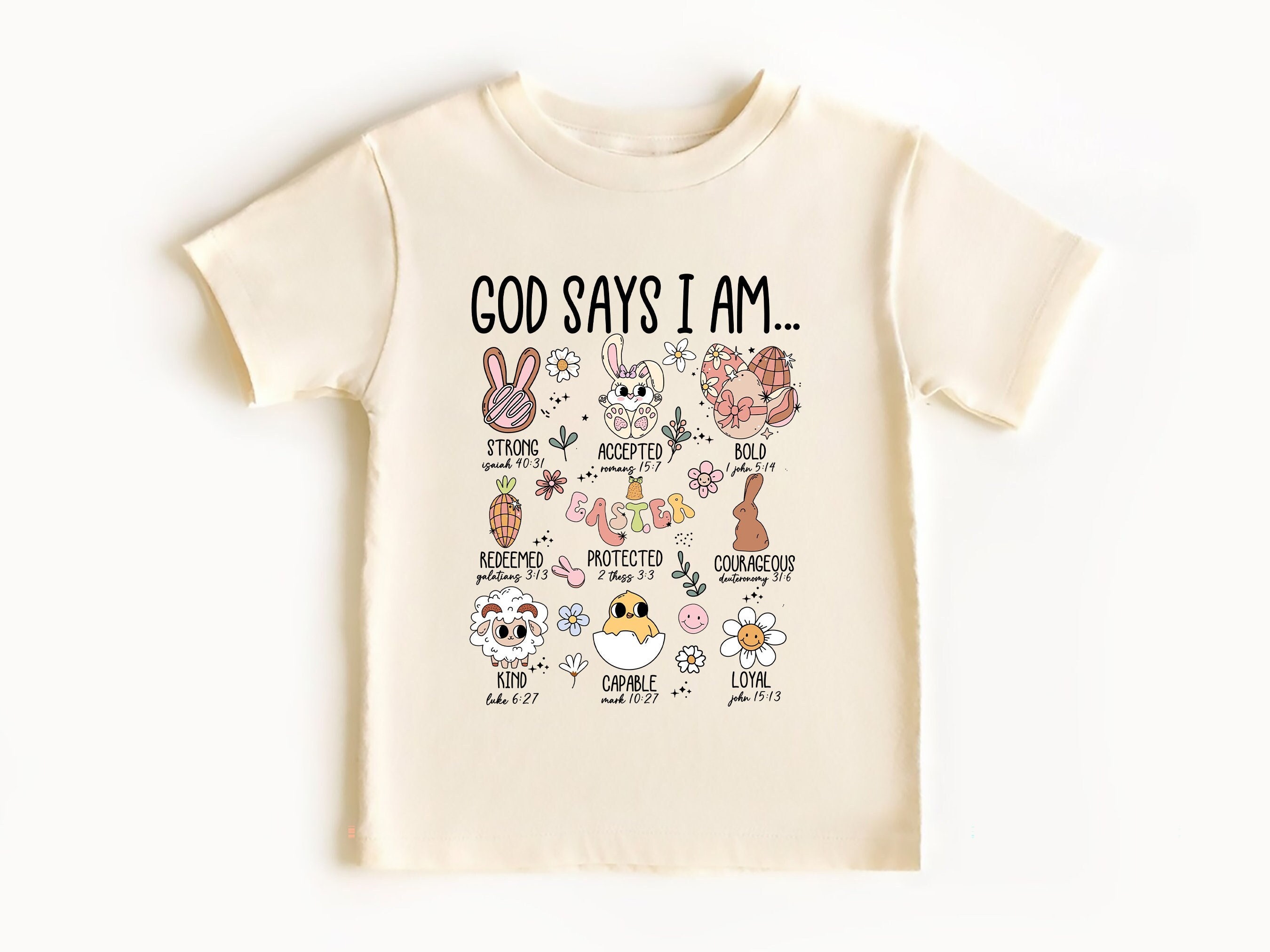 Easter Bunny Bible Verse Shirt, God Says I Am Strong Accepted Bold ...