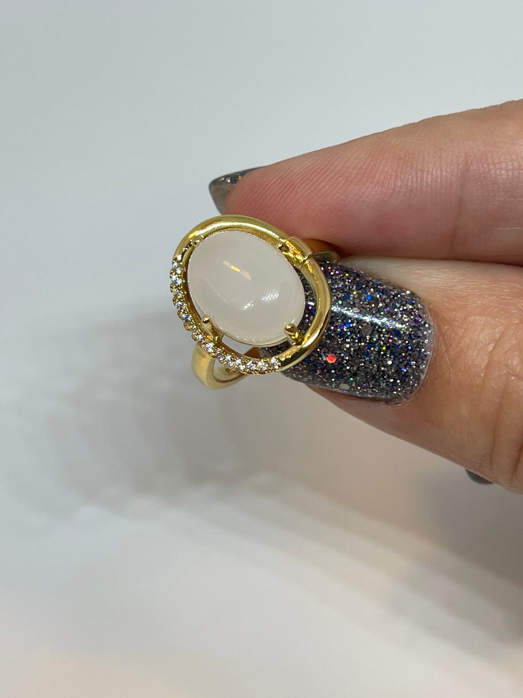 Opal Ring. White Opal Gold Ring - Etsy