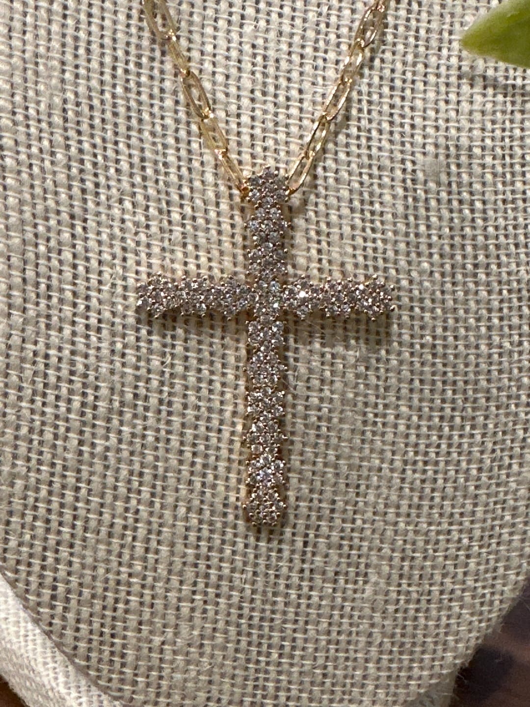 Big Cross Necklace. Gold Plated With Zircon Chips. Sparkly Gold Cross ...